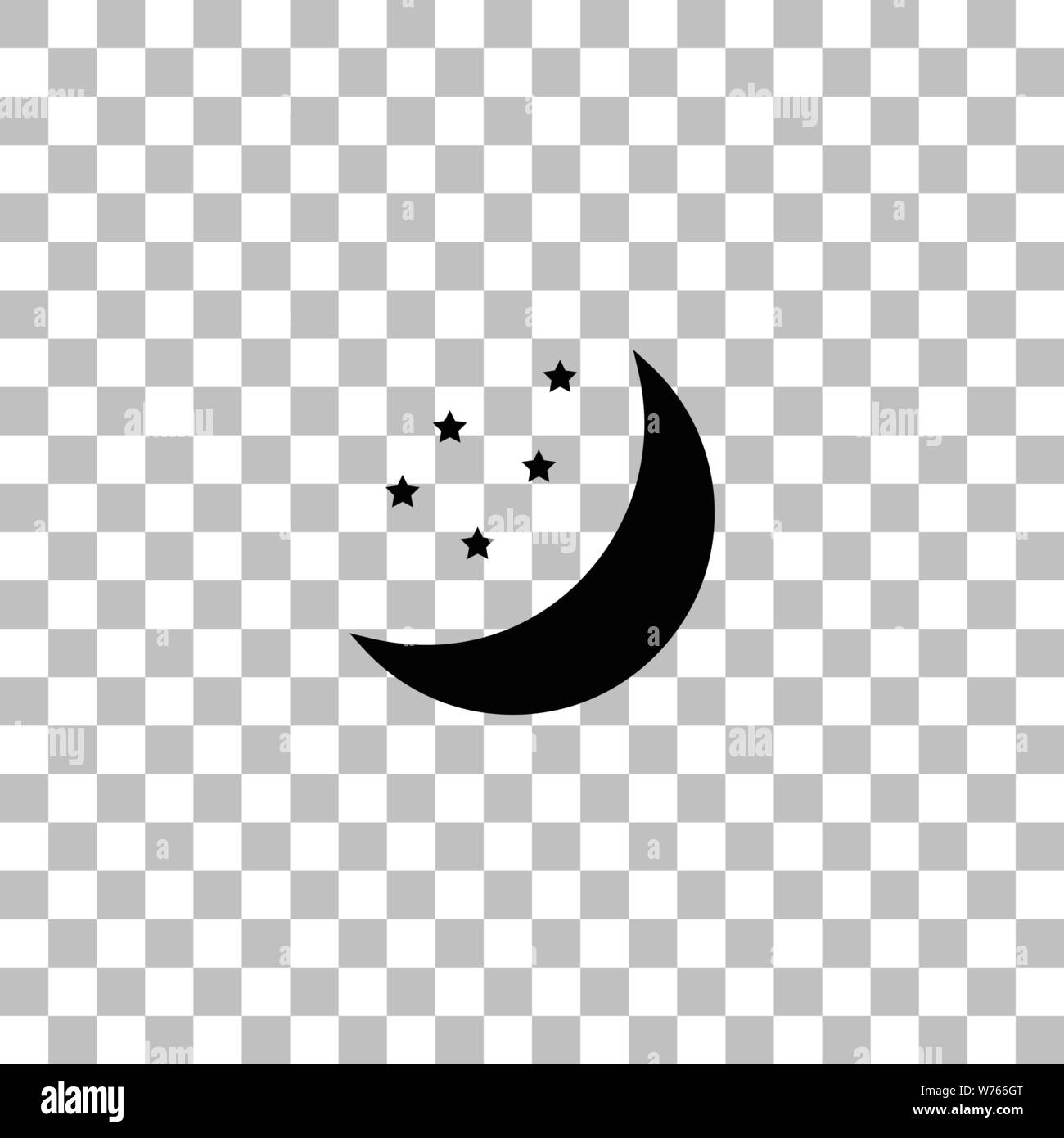 Moon. Black flat icon on a transparent background. Pictogram for your ...