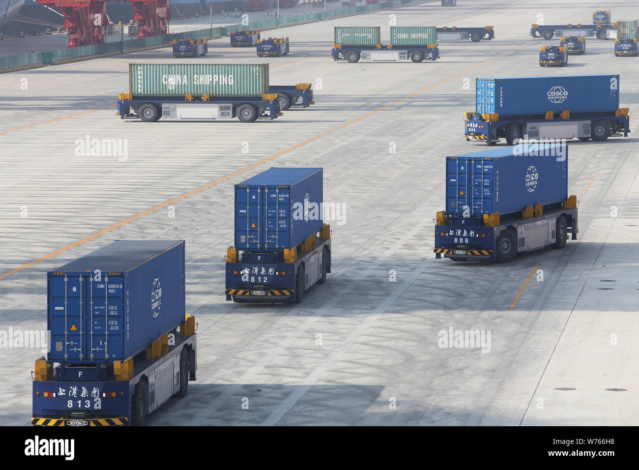 Automated guided vehicles (AGVs) of Shanghai International Port Group ...