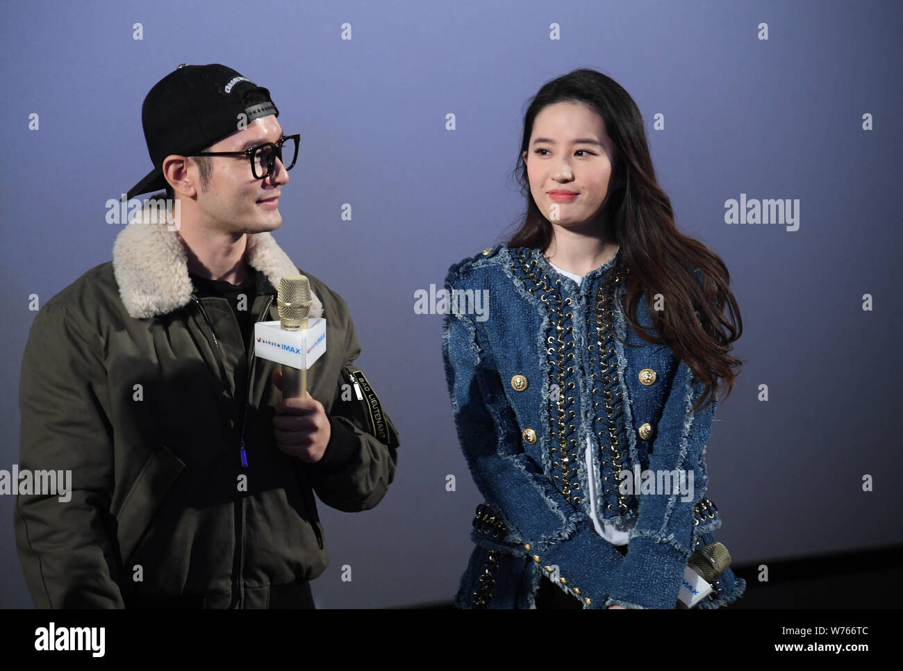 Chinese actress Liu Yifei and Chinese actor Huang Xiaoming attend a ...