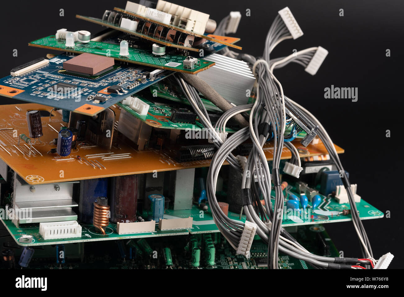 electronic PCB garbage as background from recycle industry and old ...