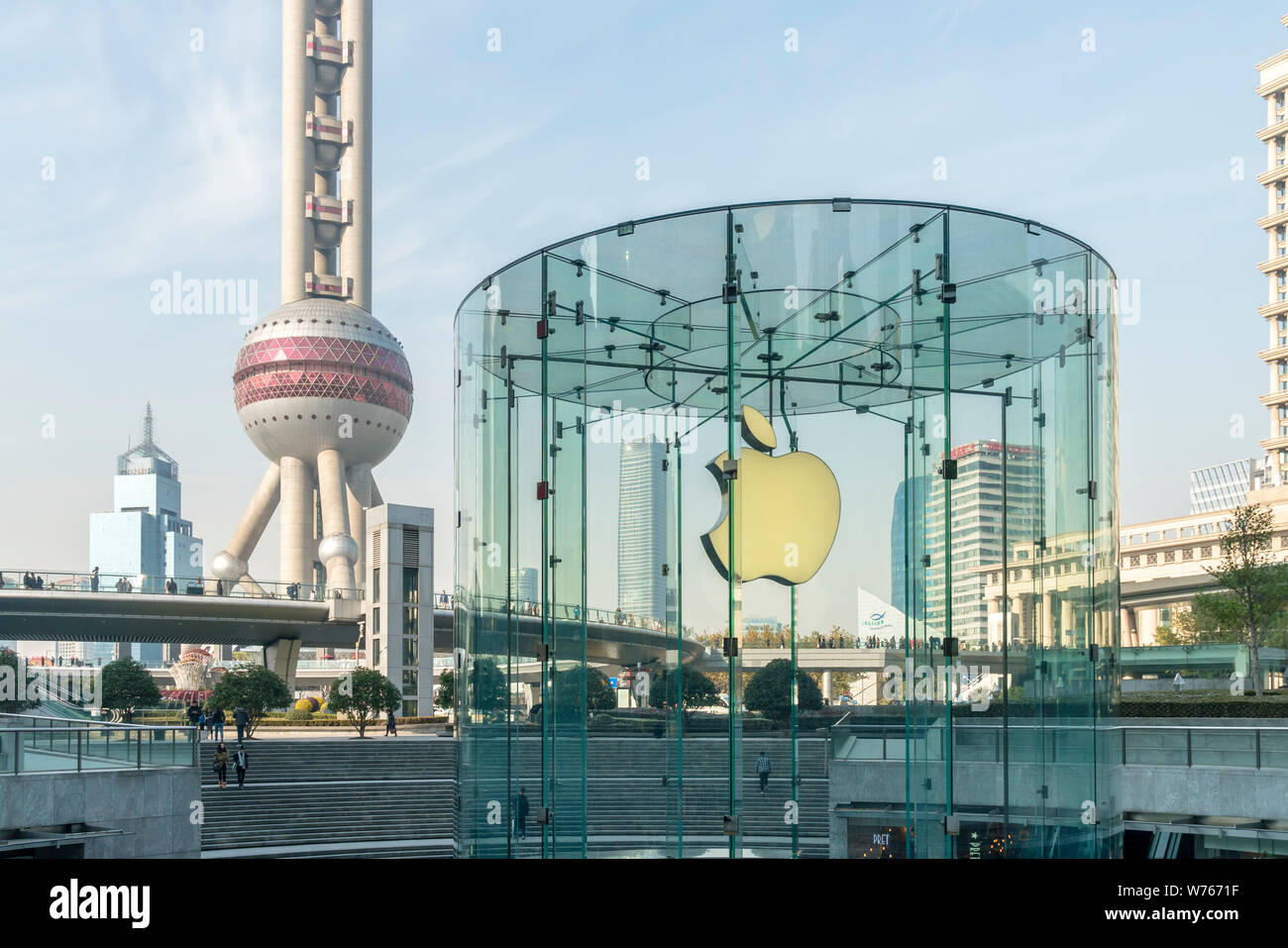 --FILE--The logo of Apple is pictured in the Apple Store in front of ...