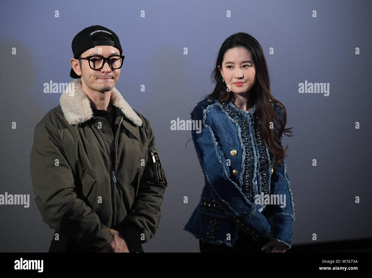 Chinese actress Liu Yifei and Chinese actor Huang Xiaoming attend a ...