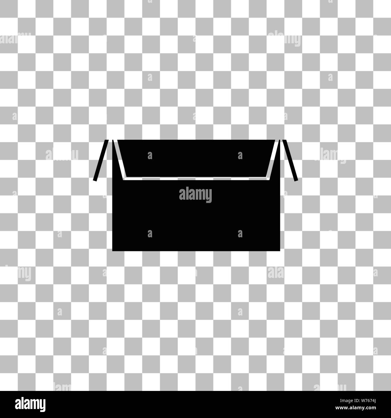 Open box. Black flat icon on a transparent background. Pictogram for ...