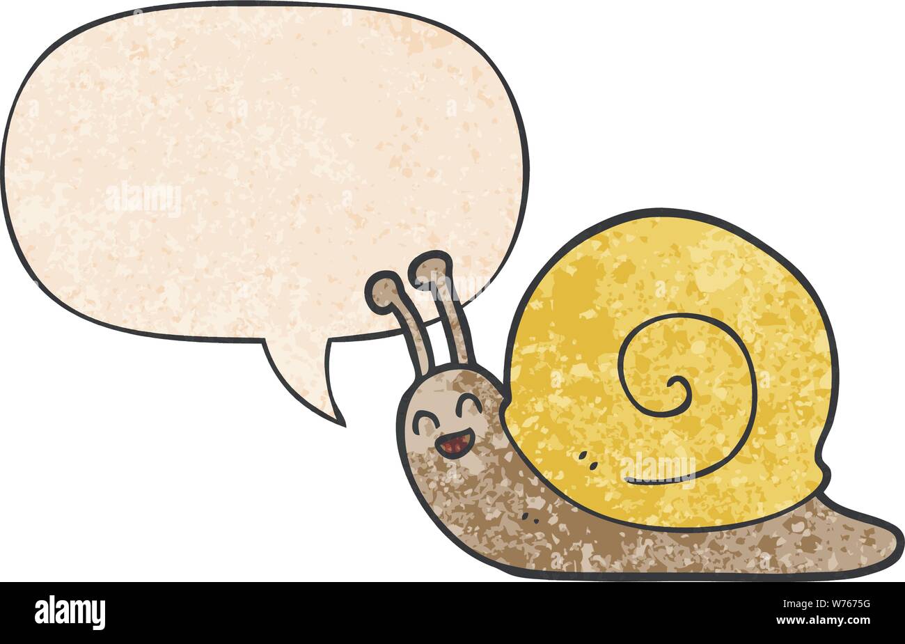 cartoon snail with speech bubble in retro texture style Stock Vector ...