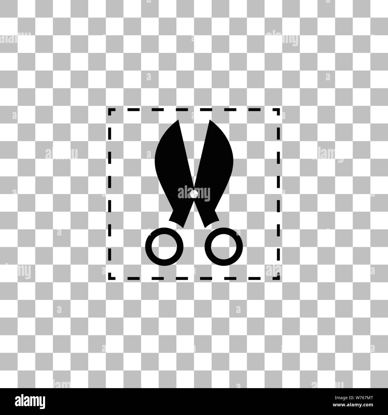 Coupon cutting. Black flat icon on a transparent background. Pictogram ...