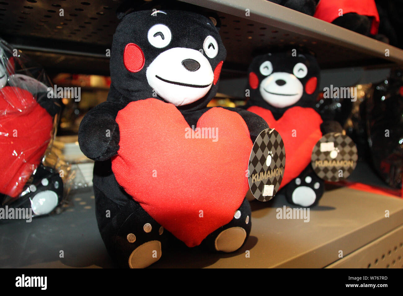 The Kumamon toys are on display at the Beijing's largest Kuma Cafe at ...