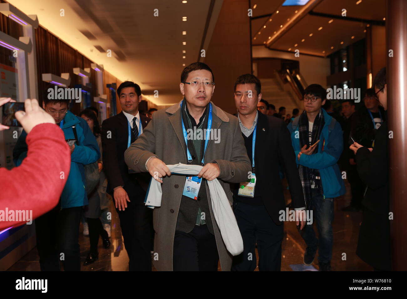 Neil Shen or Shen Nanpeng, center, managing partner of Sequoia Capital ...