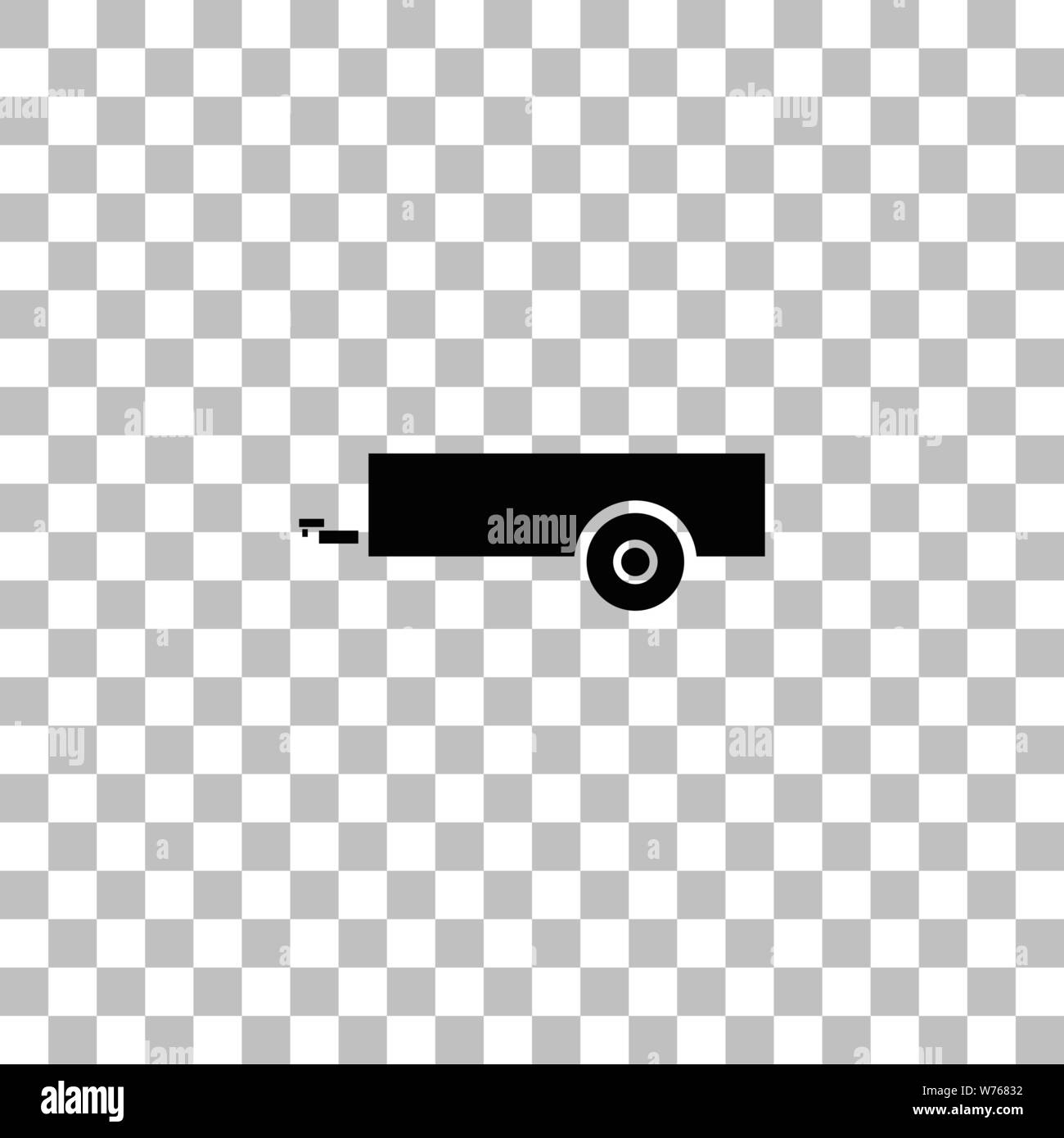 Car trailer. Black flat icon on a transparent background. Pictogram for ...