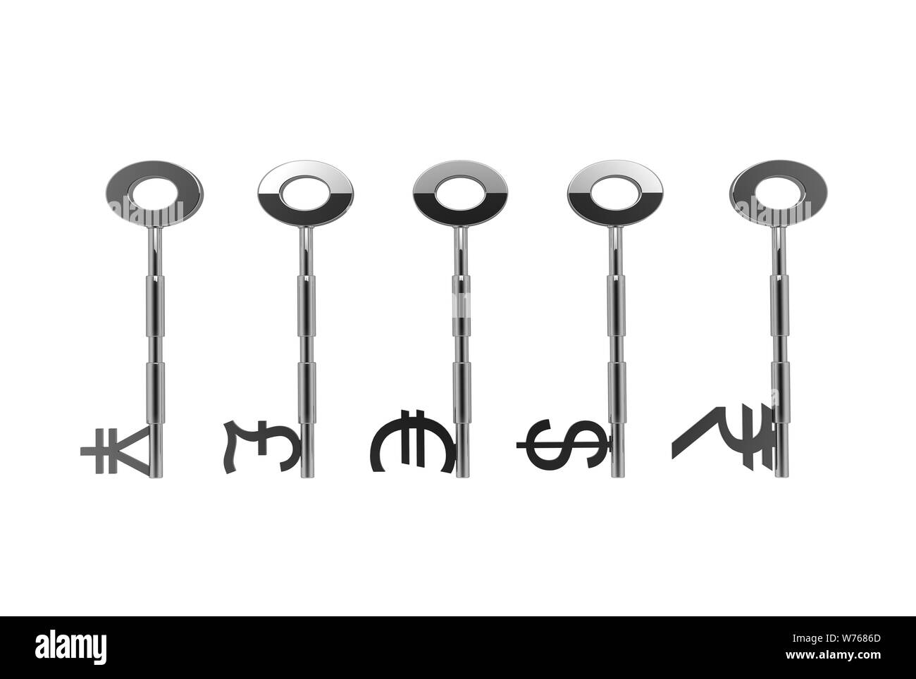 Currency Symbol Keys, 3D Graphics of a Bunch of Keys with Different ...