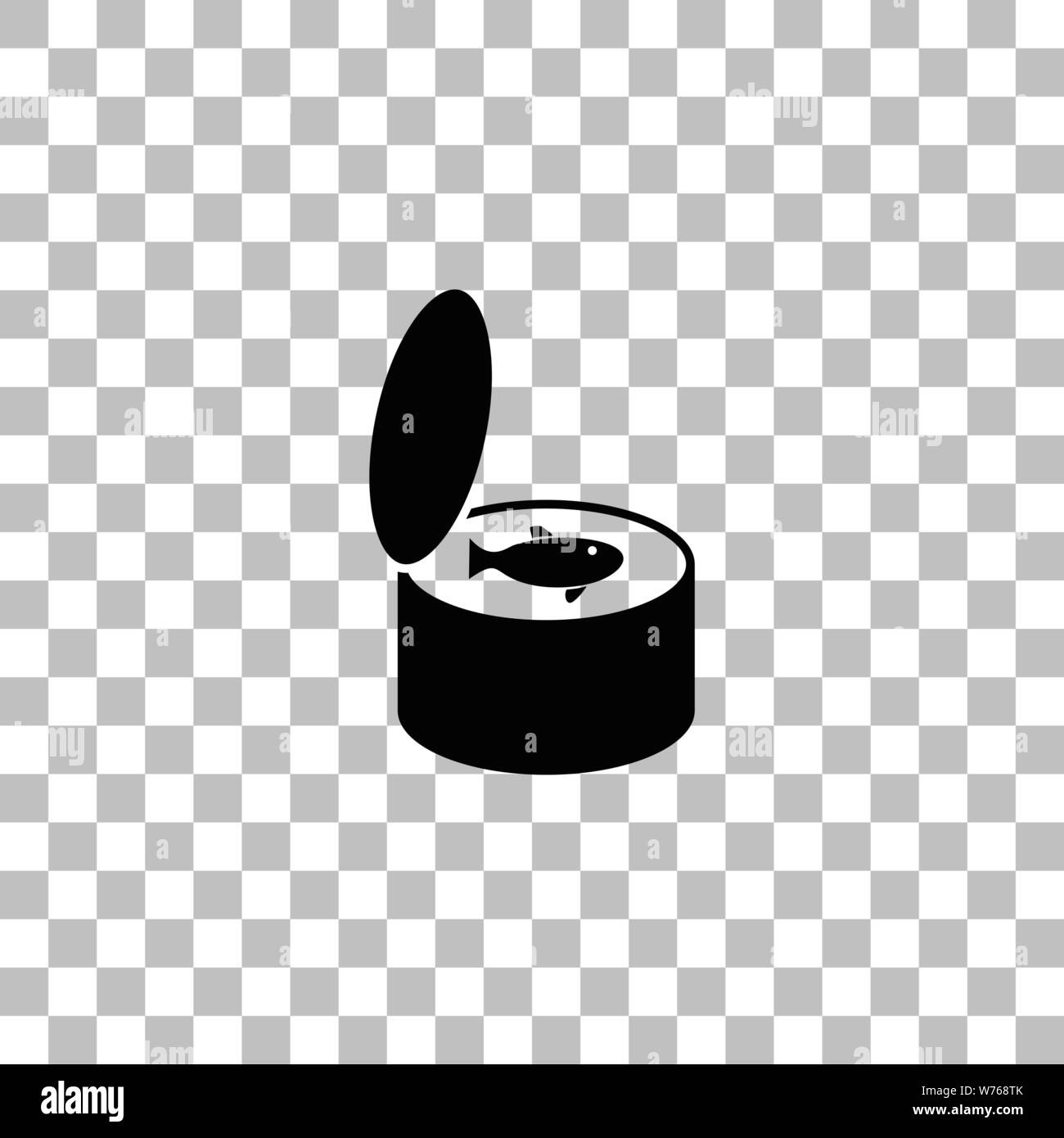 Canned tuna fish. Black flat icon on a transparent background ...