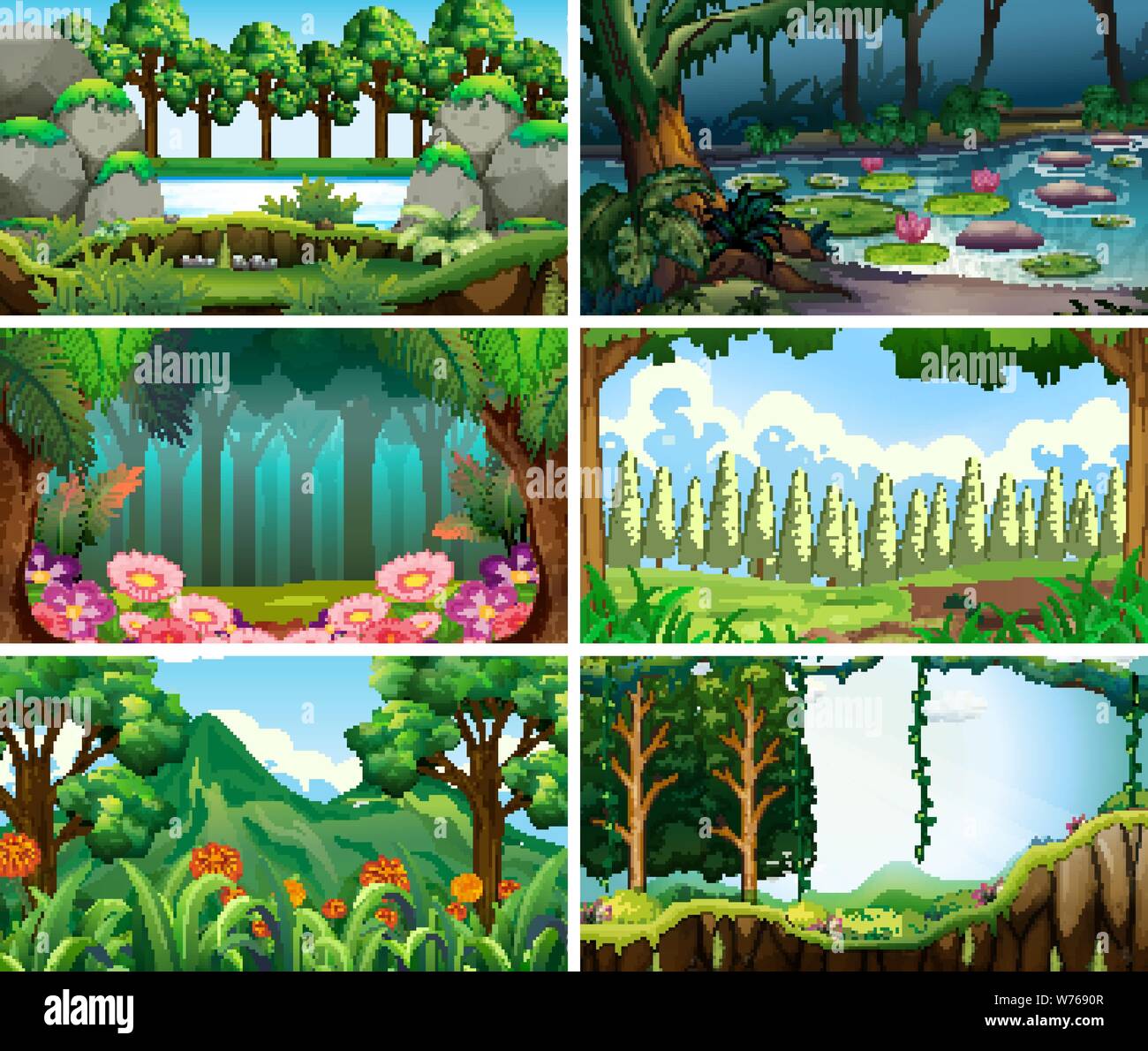 Empty, blank landscape nature scenes illustration Stock Vector Image ...
