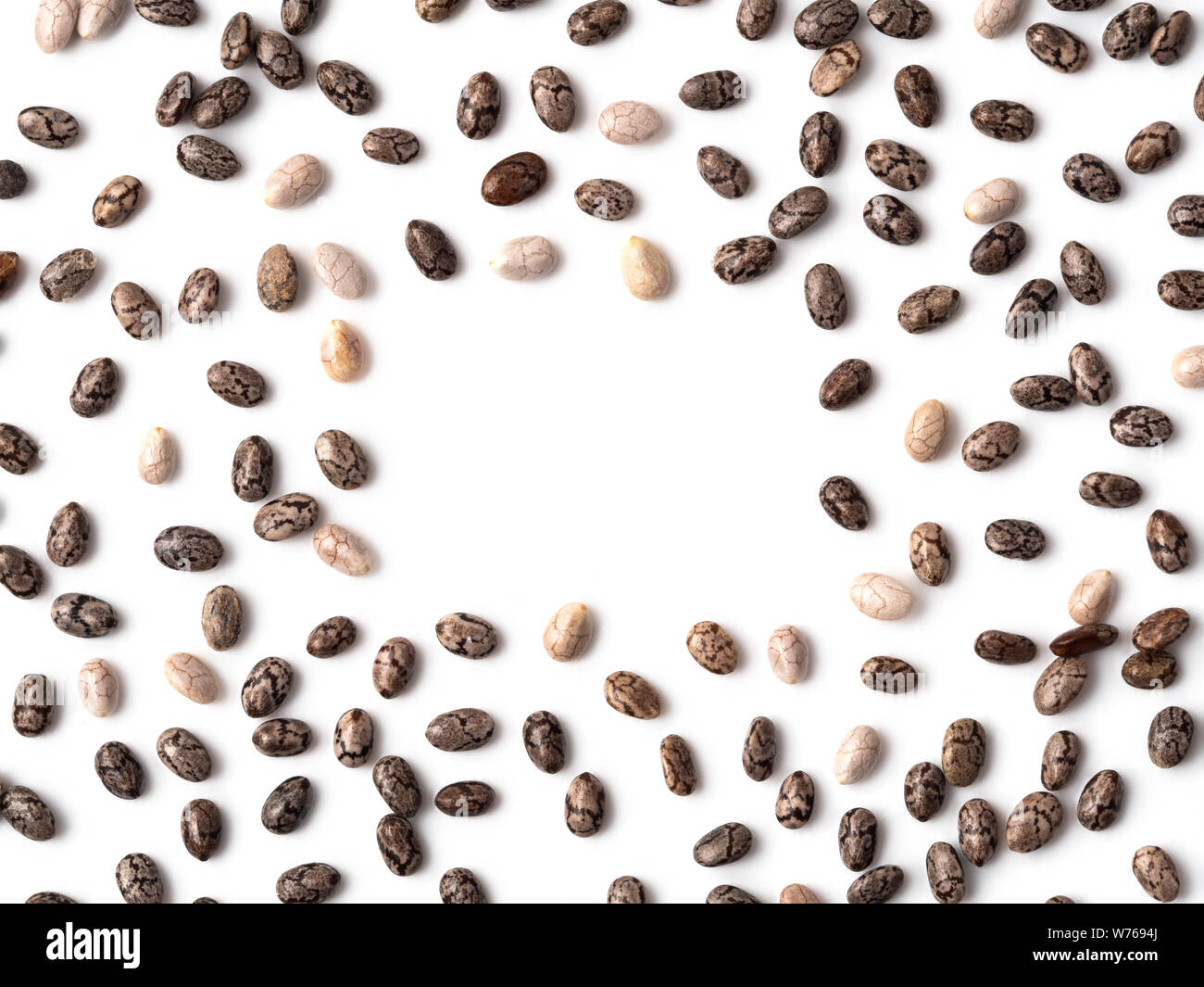 chia seeds on white background top view. Pattern of healthy chia seeds ...