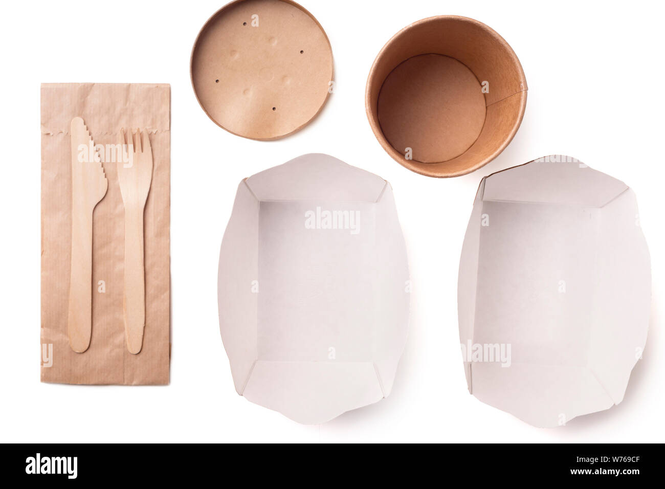 Organic Cardboard for healthy food delivery on white Stock Photo - Alamy