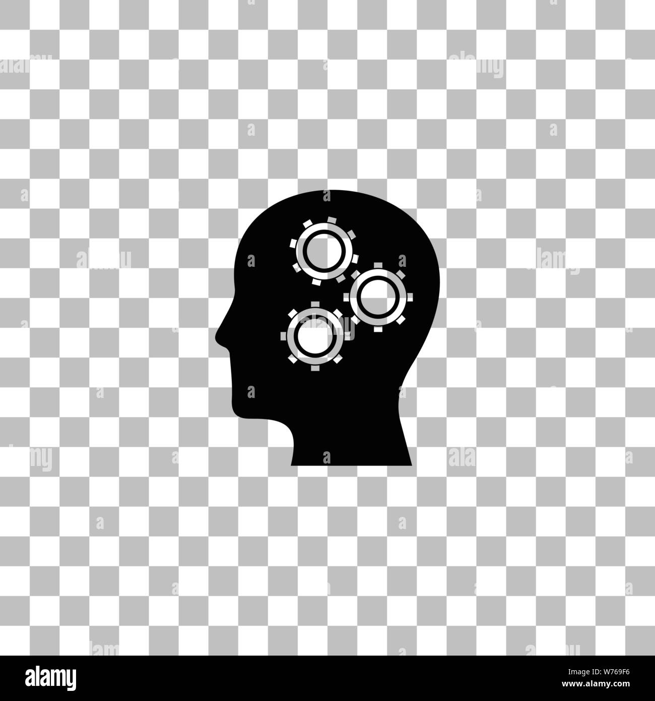 Gear head. Black flat icon on a transparent background. Pictogram for ...