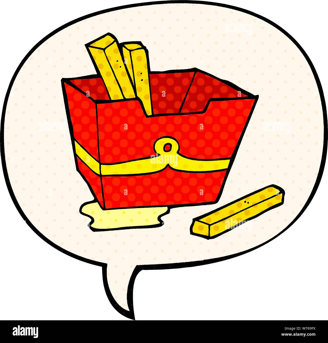cartoon box of fries with speech bubble in comic book style Stock ...