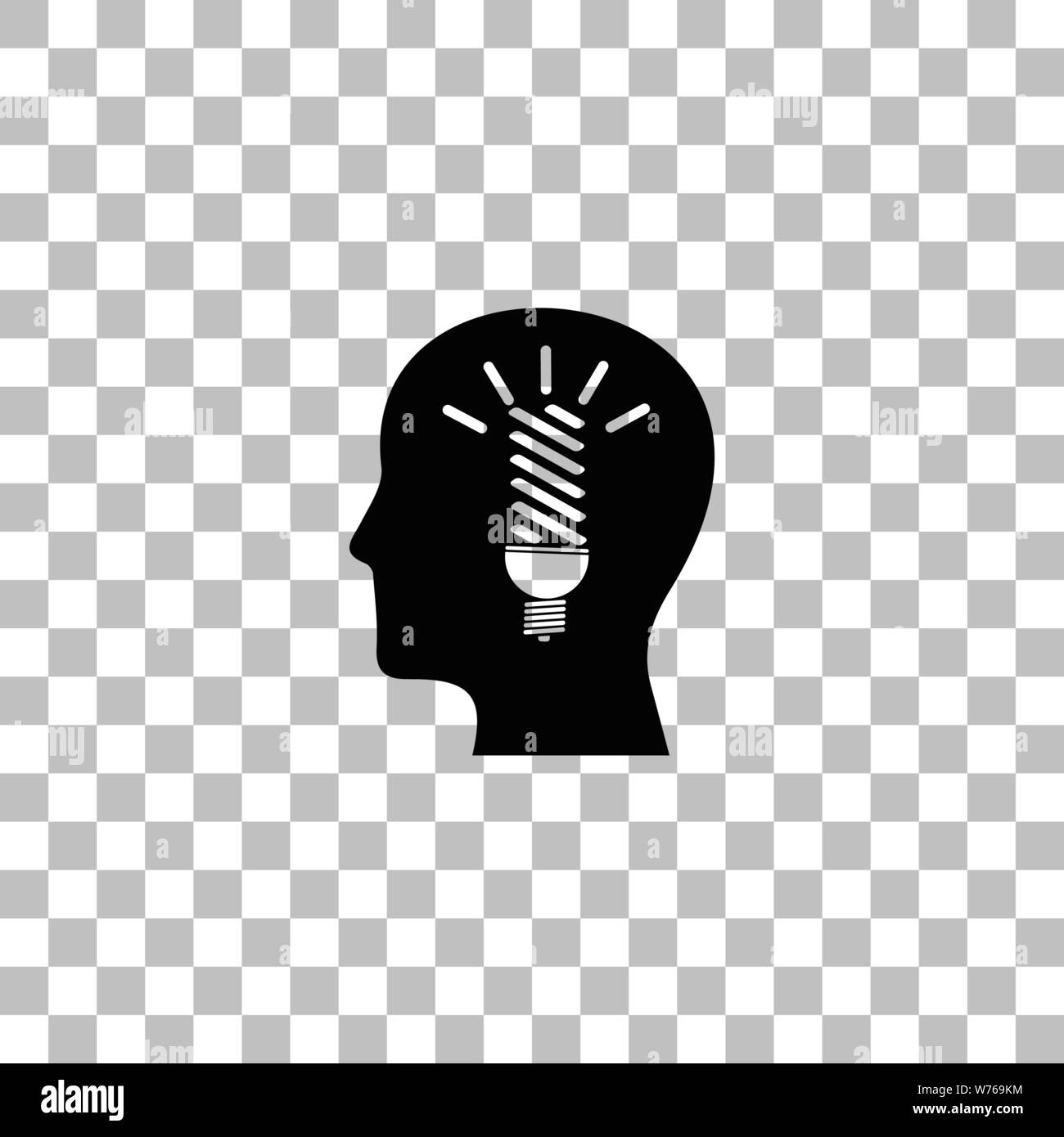 Head idea. Black flat icon on a transparent background. Pictogram for ...
