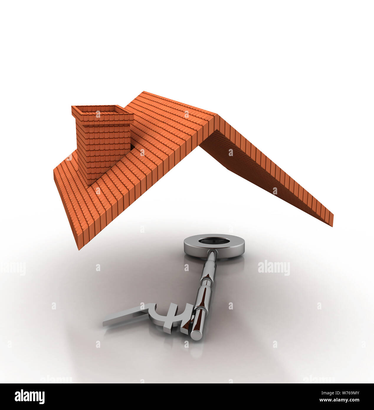 Home key. Roof on the HOME LOAN letters. High quality sharp 3D ...