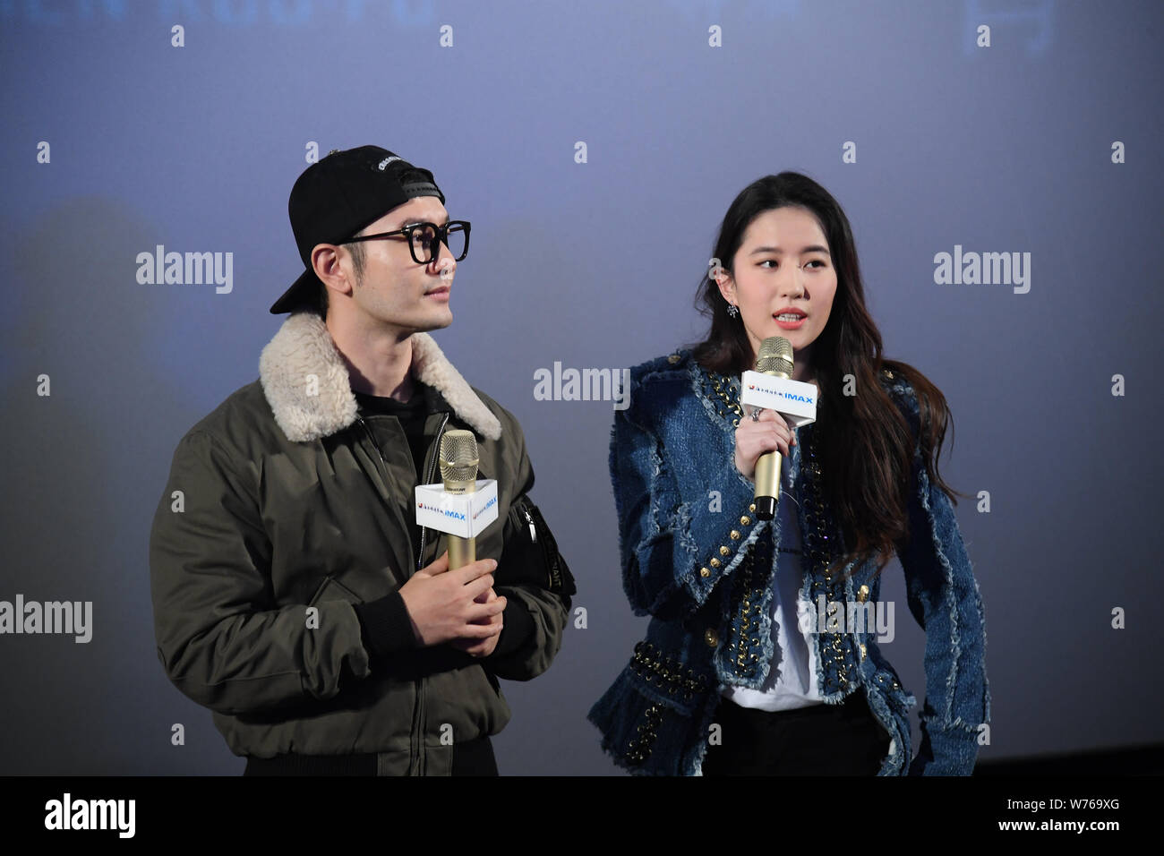 Chinese actress Liu Yifei and Chinese actor Huang Xiaoming attend a ...
