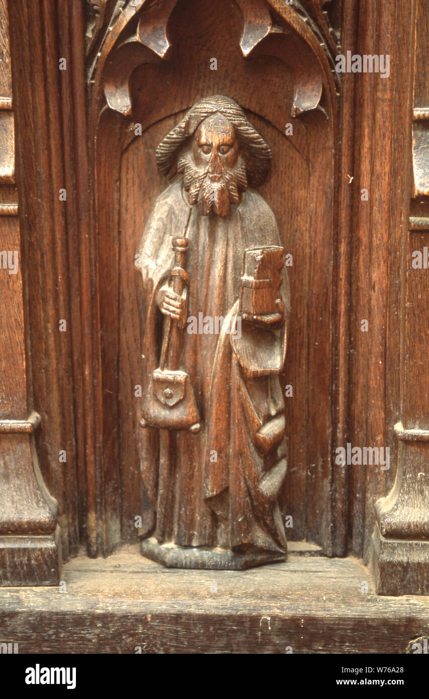 wooden carving depicting St James the Great, Holy Trinity Church ...