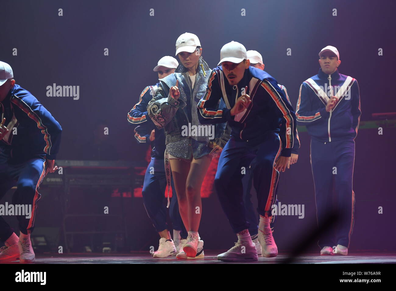Chinese singer Li Yuchun or Chris Lee performs at a concert to release ...