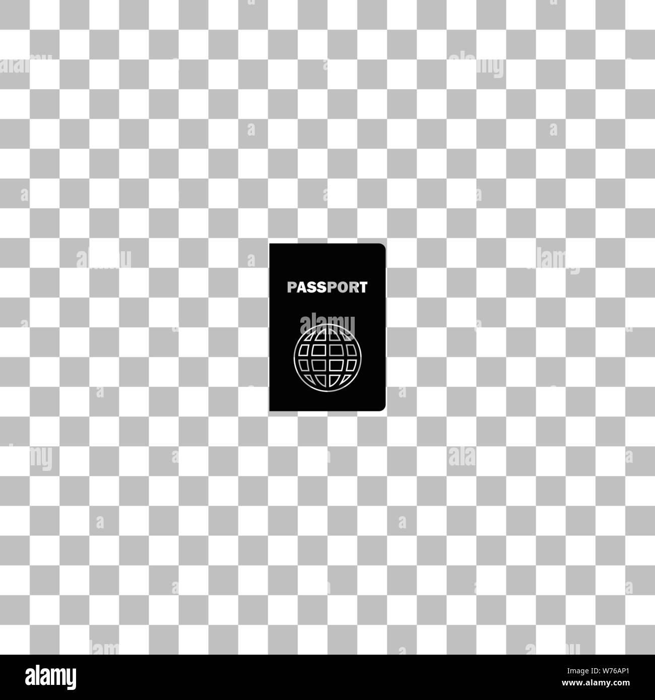 Passport. Black flat icon on a transparent background. Pictogram for ...