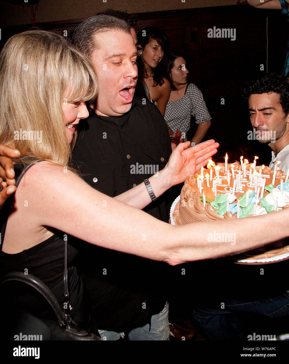 New York, USA. 26 June, 2008. Noel Ashman, blowing out the candles at ...
