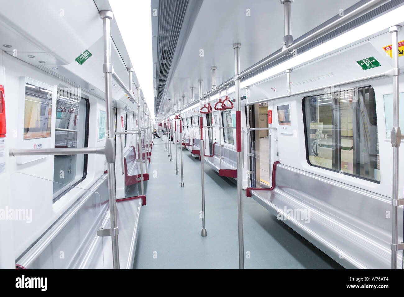 Interior view of China's longest subway train running on the 'Phase 1 ...