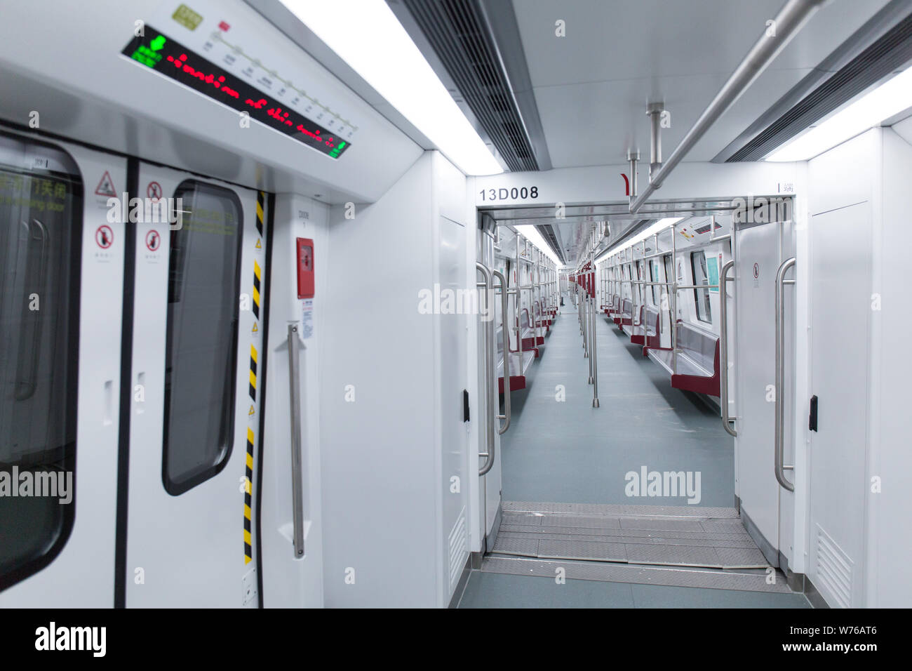 Interior view of China's longest subway train running on the 'Phase 1 ...