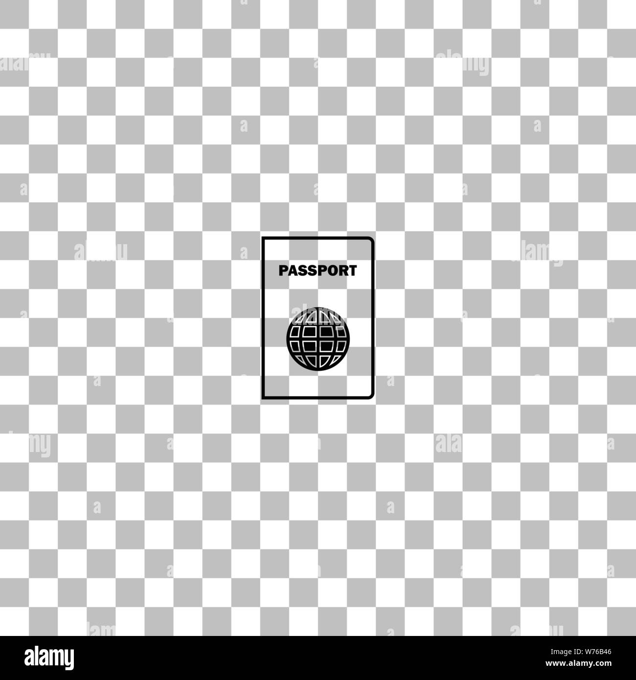 Passport line. Black flat icon on a transparent background. Pictogram ...