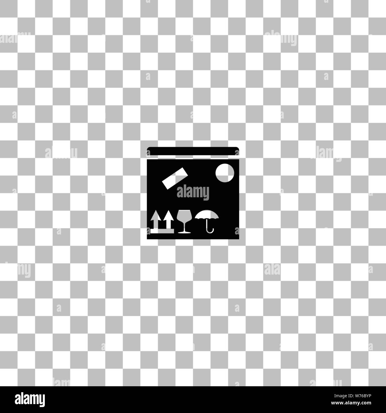 Sending Box. Black flat icon on a transparent background. Pictogram for ...