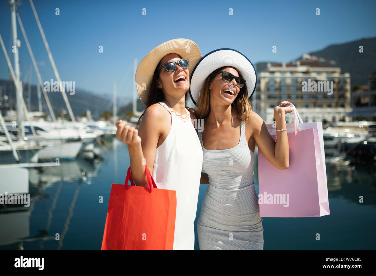 Two girls models walking hi-res stock photography and images - Alamy