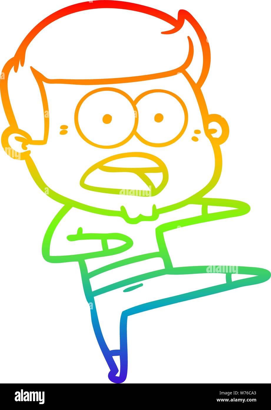 rainbow gradient line drawing of a cartoon shocked man Stock Vector ...
