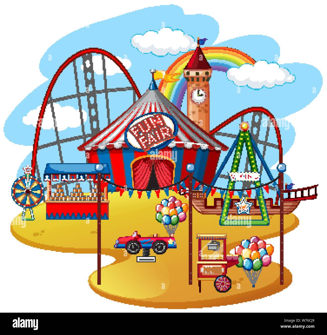 Fun fair theme park on isolated background illustration Stock Vector ...