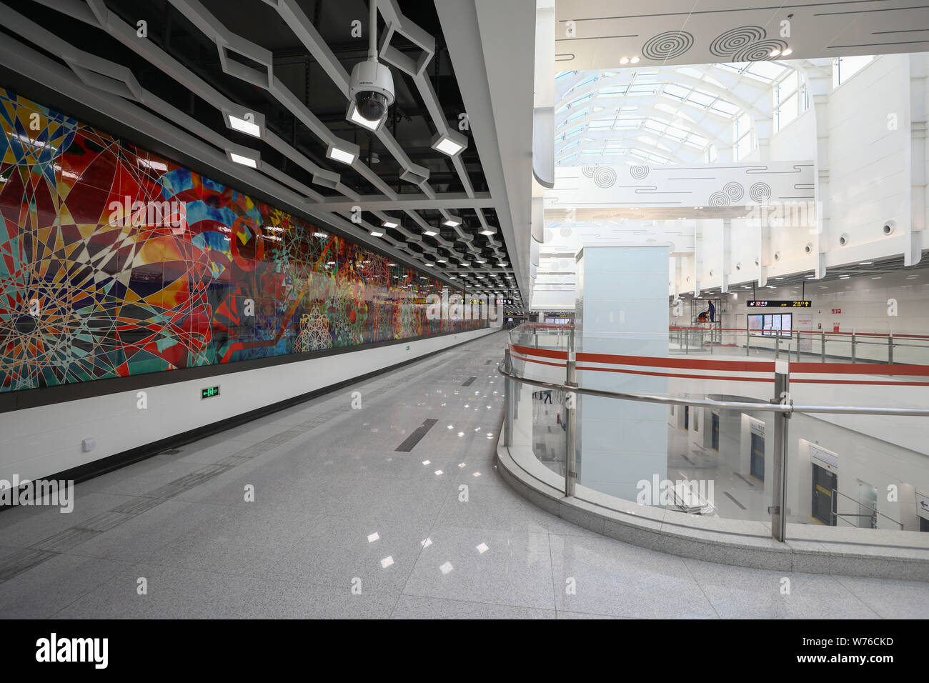 Interior view of Zhuguang Road subway station on the Metro Line 17 in ...