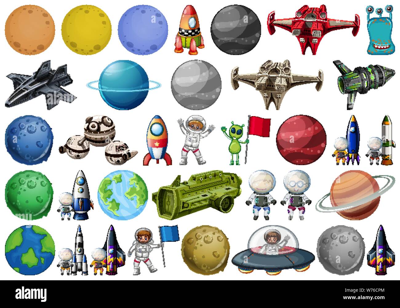Group of planets and space obejcts illustration Stock Vector Image ...