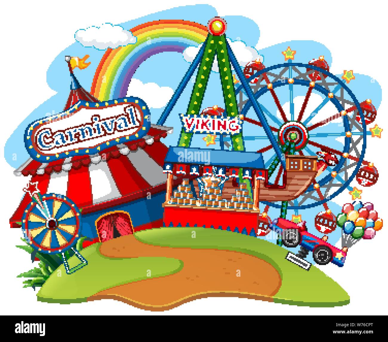Fun fair theme park on isolated background illustration Stock Vector ...