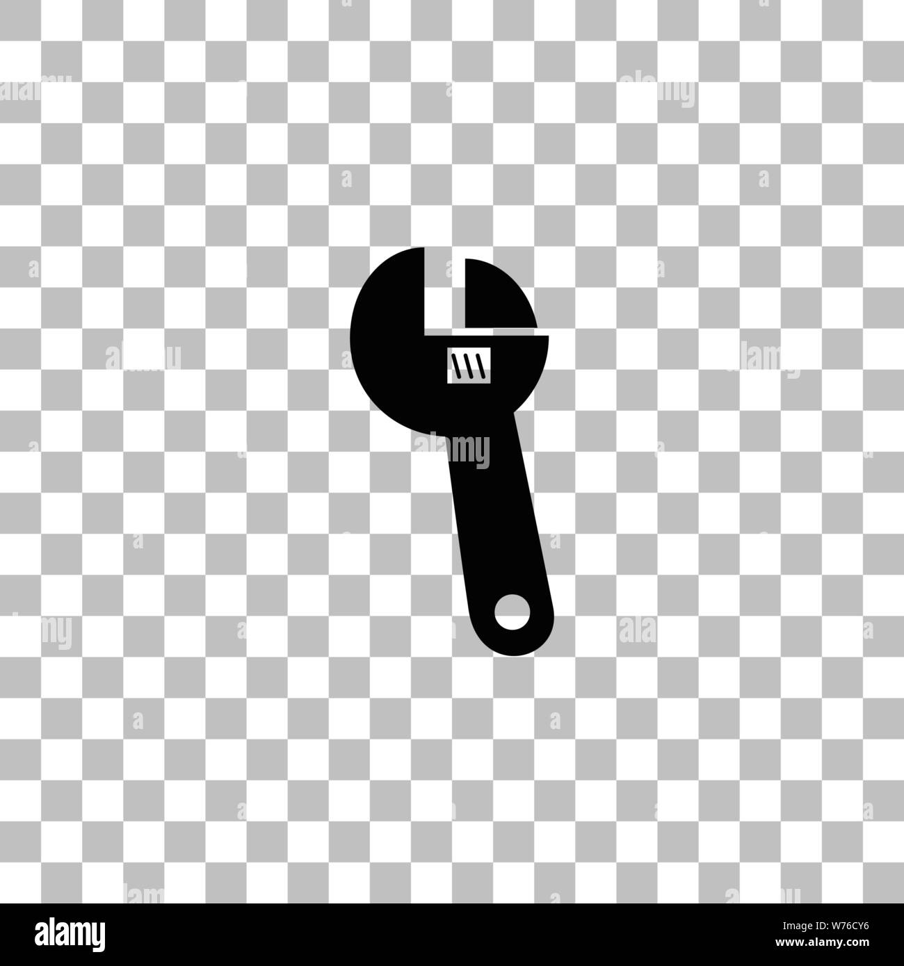 Adjustable wrench. Black flat icon on a transparent background ...