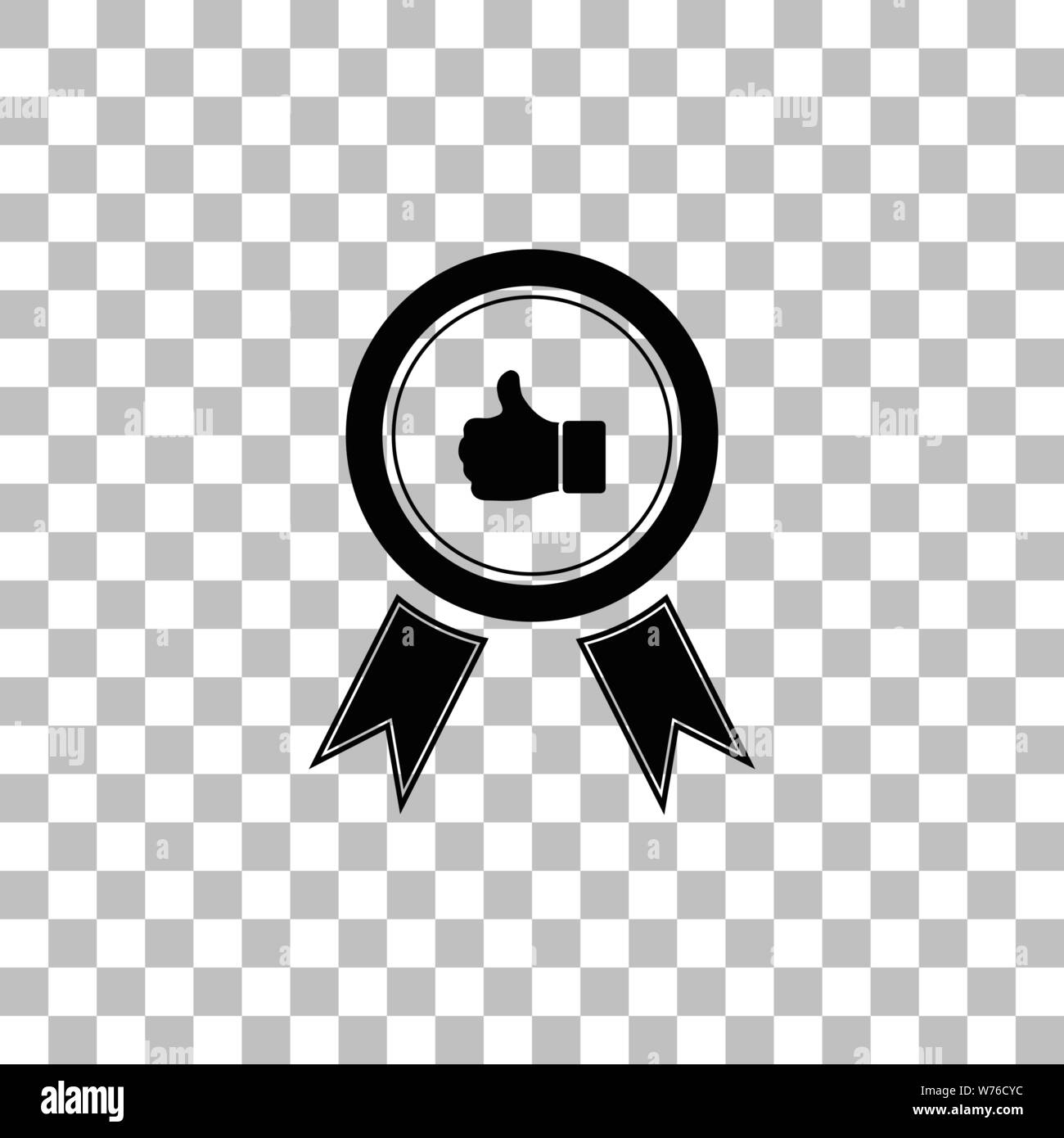 Banner ribbon Thumb up. Black flat icon on a transparent background ...