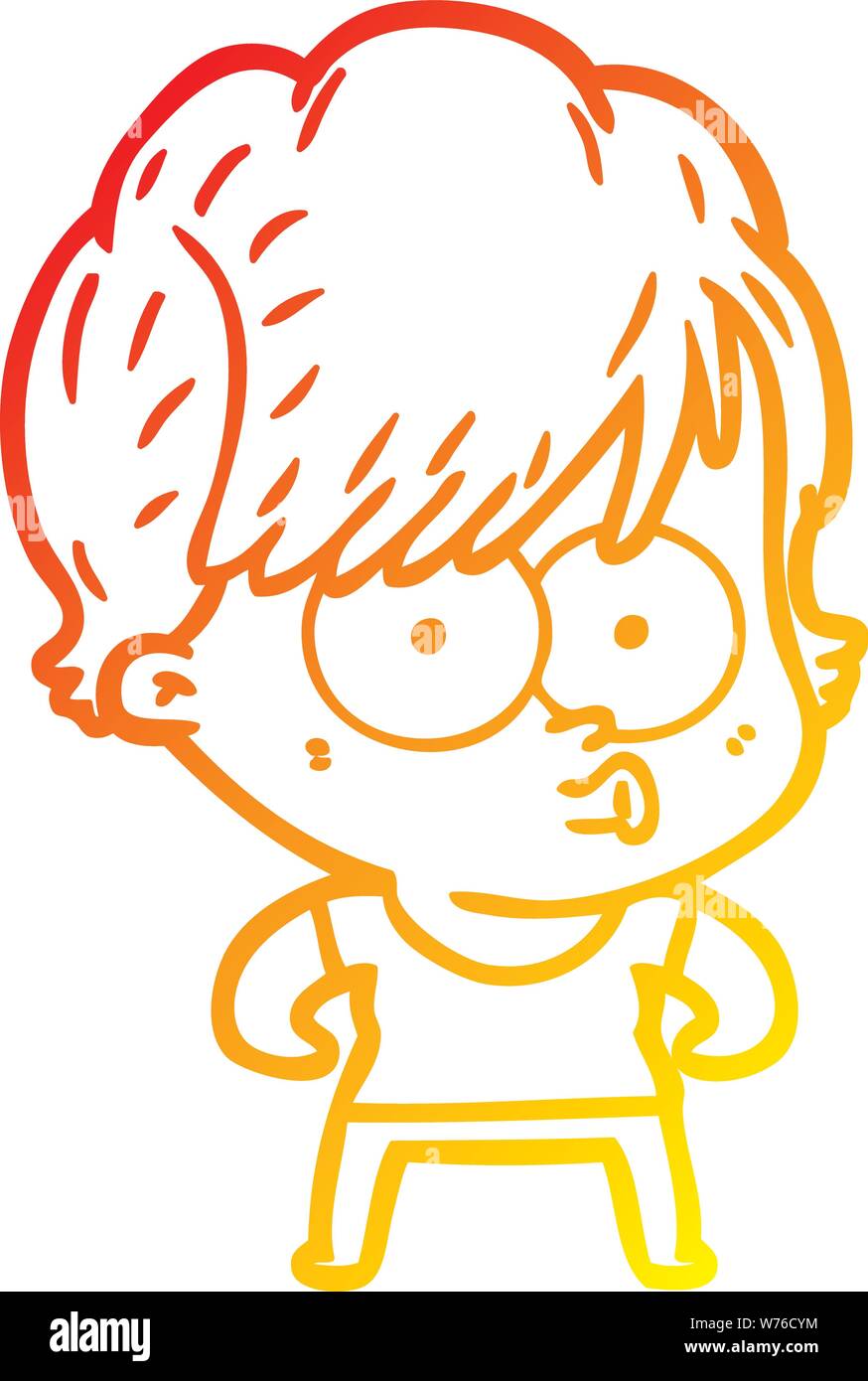 warm gradient line drawing of a cartoon woman Stock Vector Image & Art ...