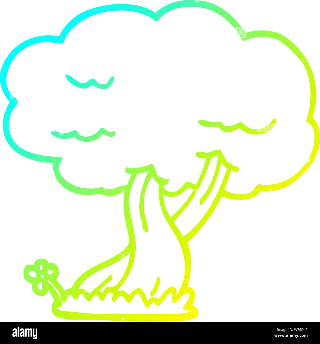 cold gradient line drawing of a cartoon tree Stock Vector Image & Art ...