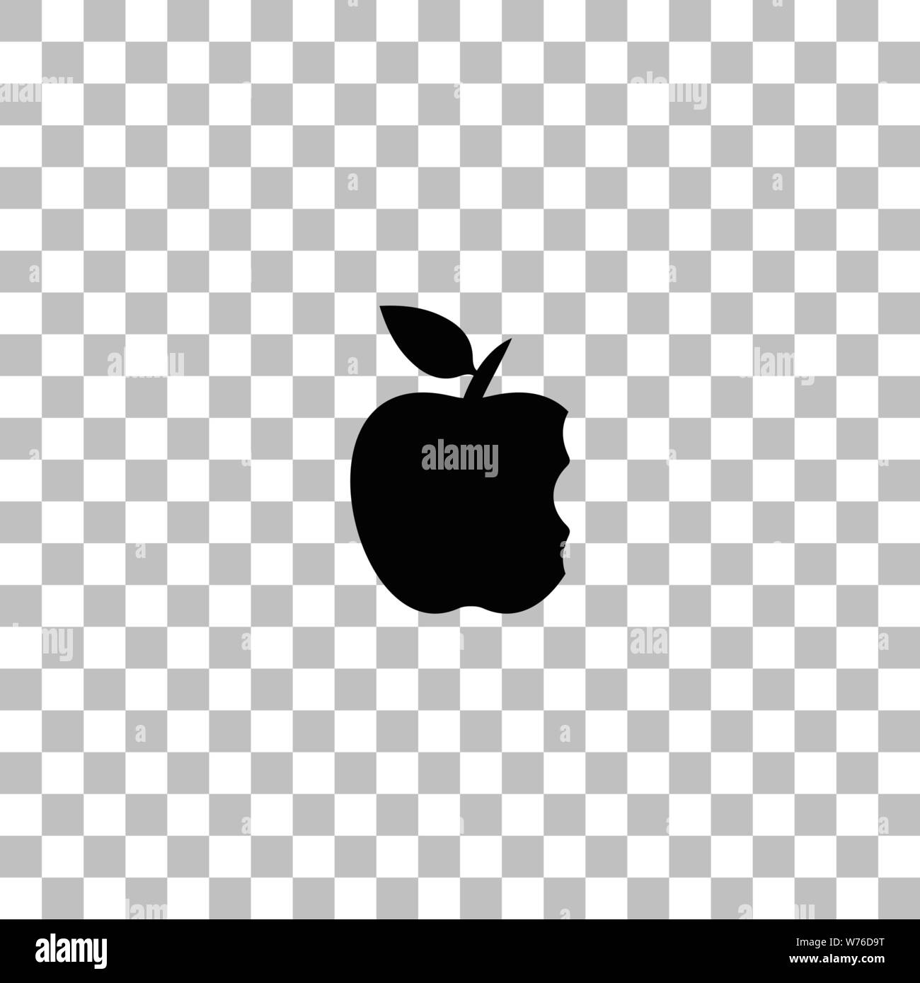 Bite apple. Black flat icon on a transparent background. Pictogram for ...