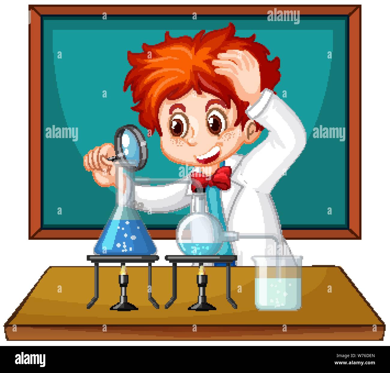 Scientist working with science tools in lab illustration Stock Vector ...