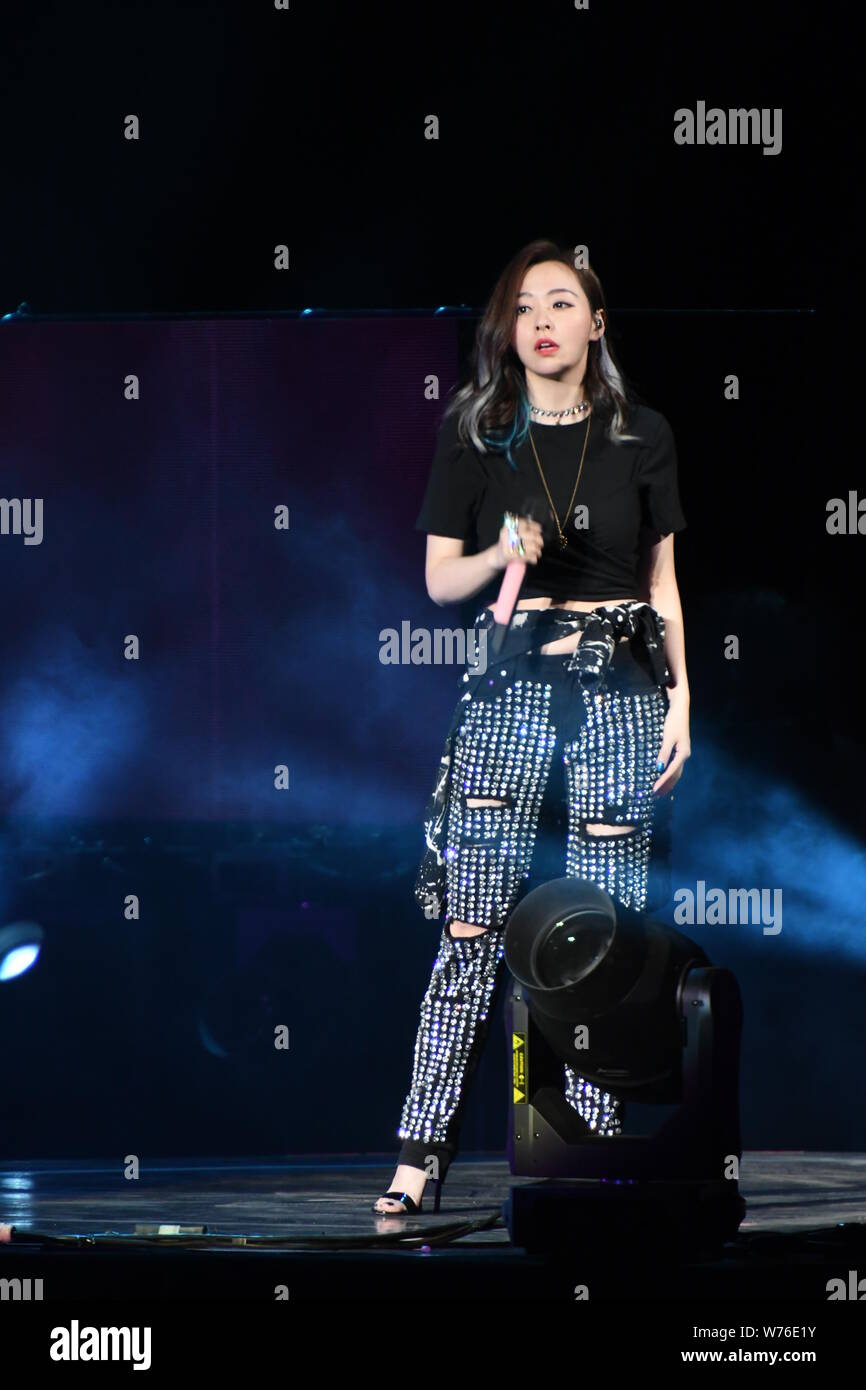 Chinese singer Jane Zhang or Zhang Liangying performs at the 11th Migu ...