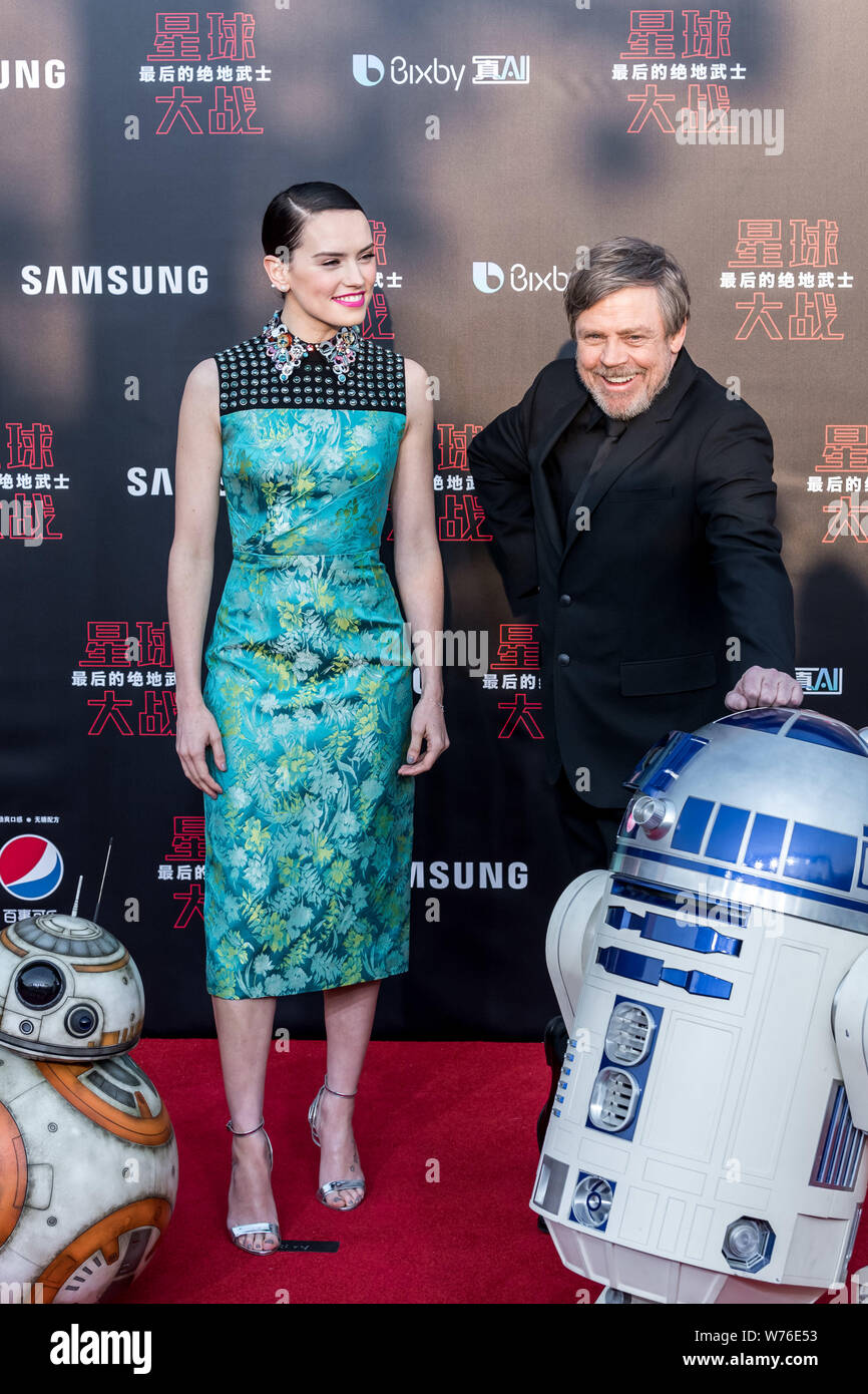 English actress and singer Daisy Ridley, left, and American actor Mark ...