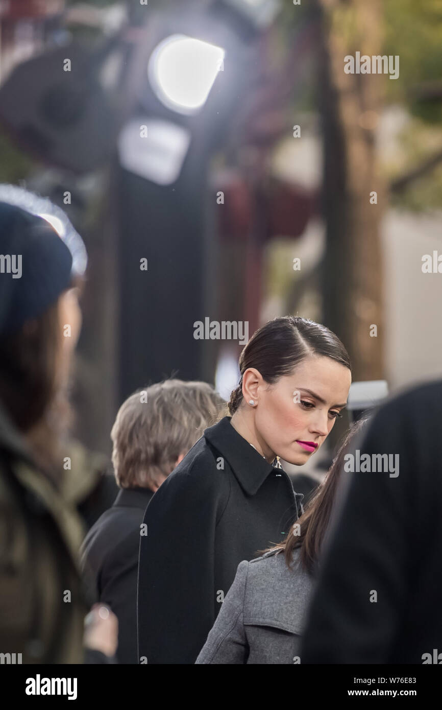 English actress and singer Daisy Ridley poses as she arrives on the red ...