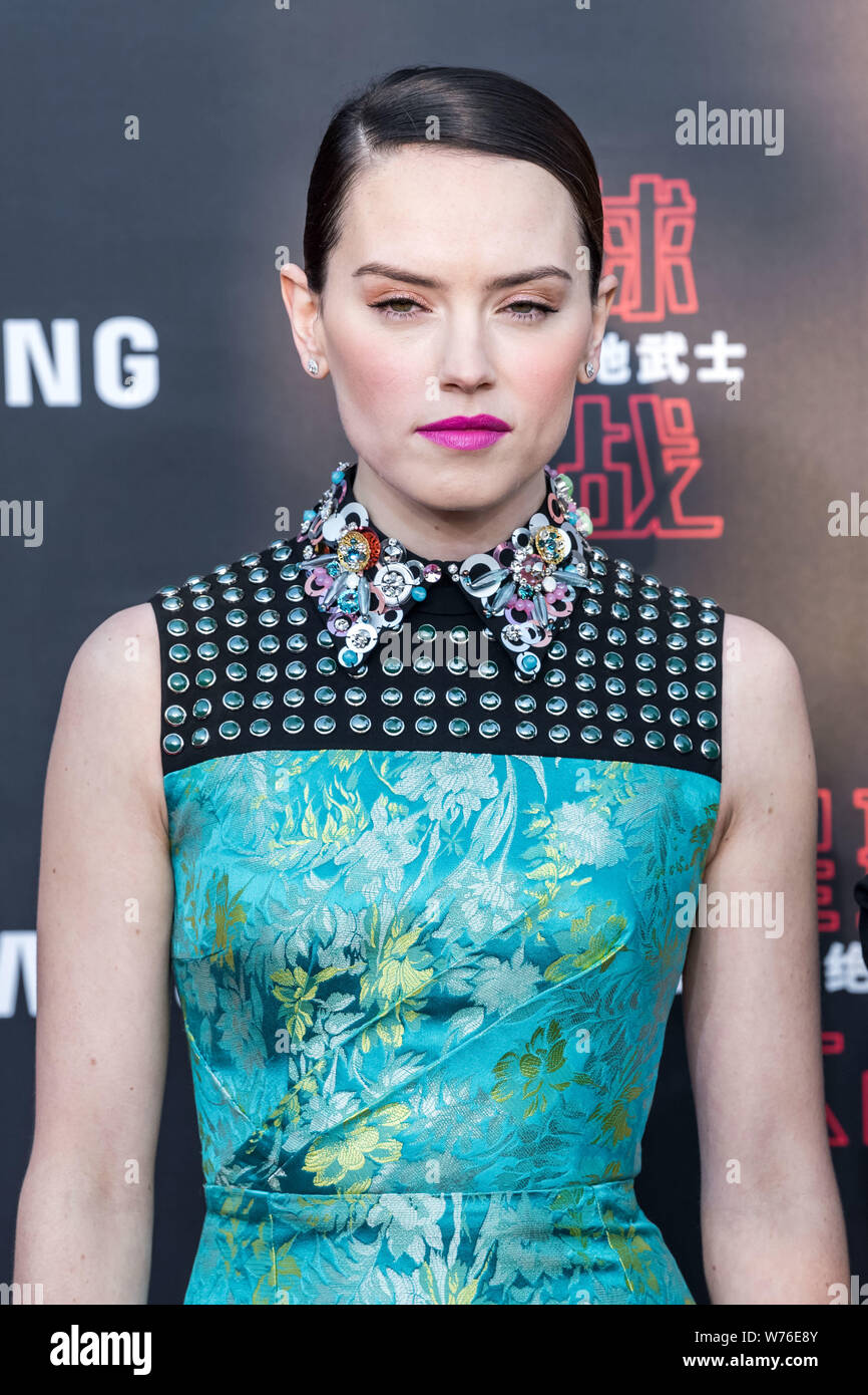 English actress and singer Daisy Ridley poses as she arrives on the red ...