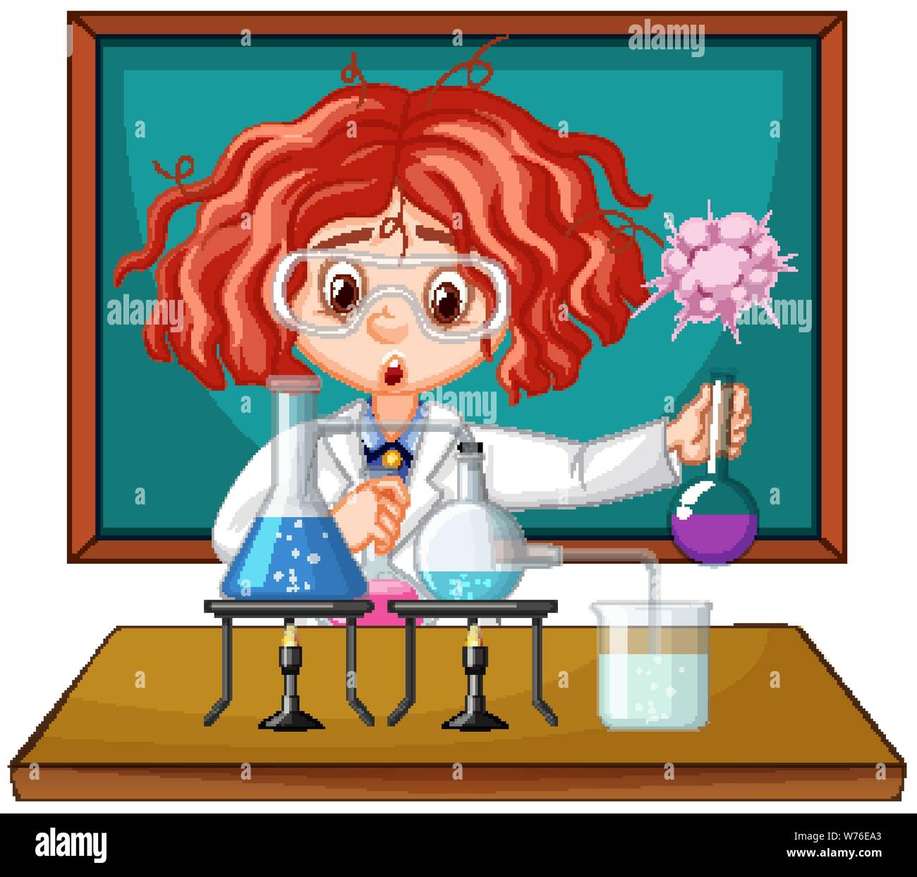 Scientist working with science tools in lab illustration Stock Vector ...