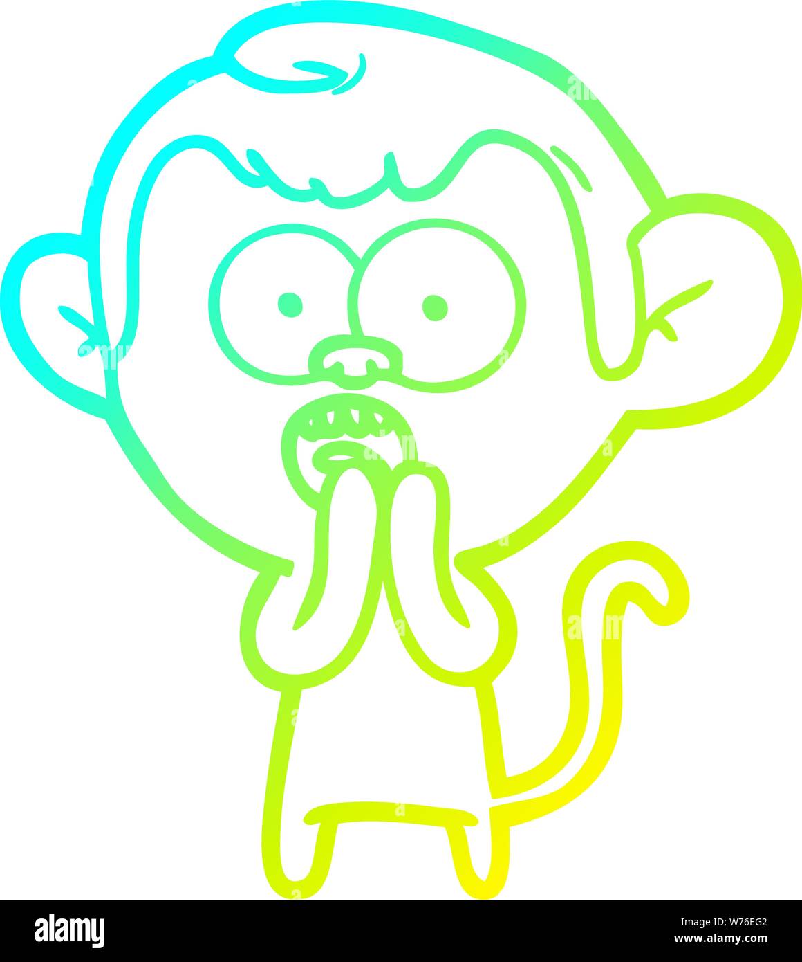 cold gradient line drawing of a cartoon shocked monkey Stock Vector ...