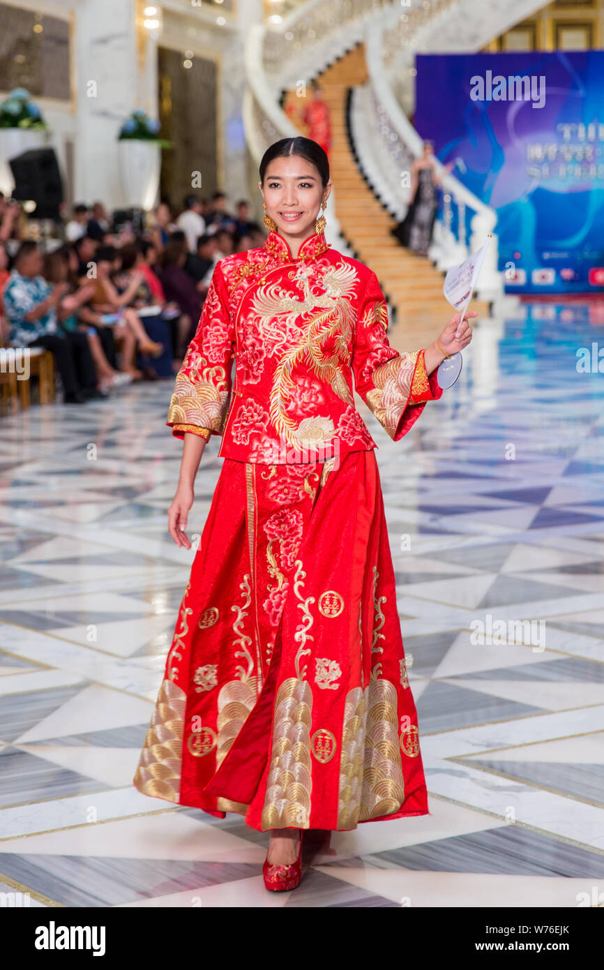 A contestant displays a creation during the 11th Asian Supermodel ...