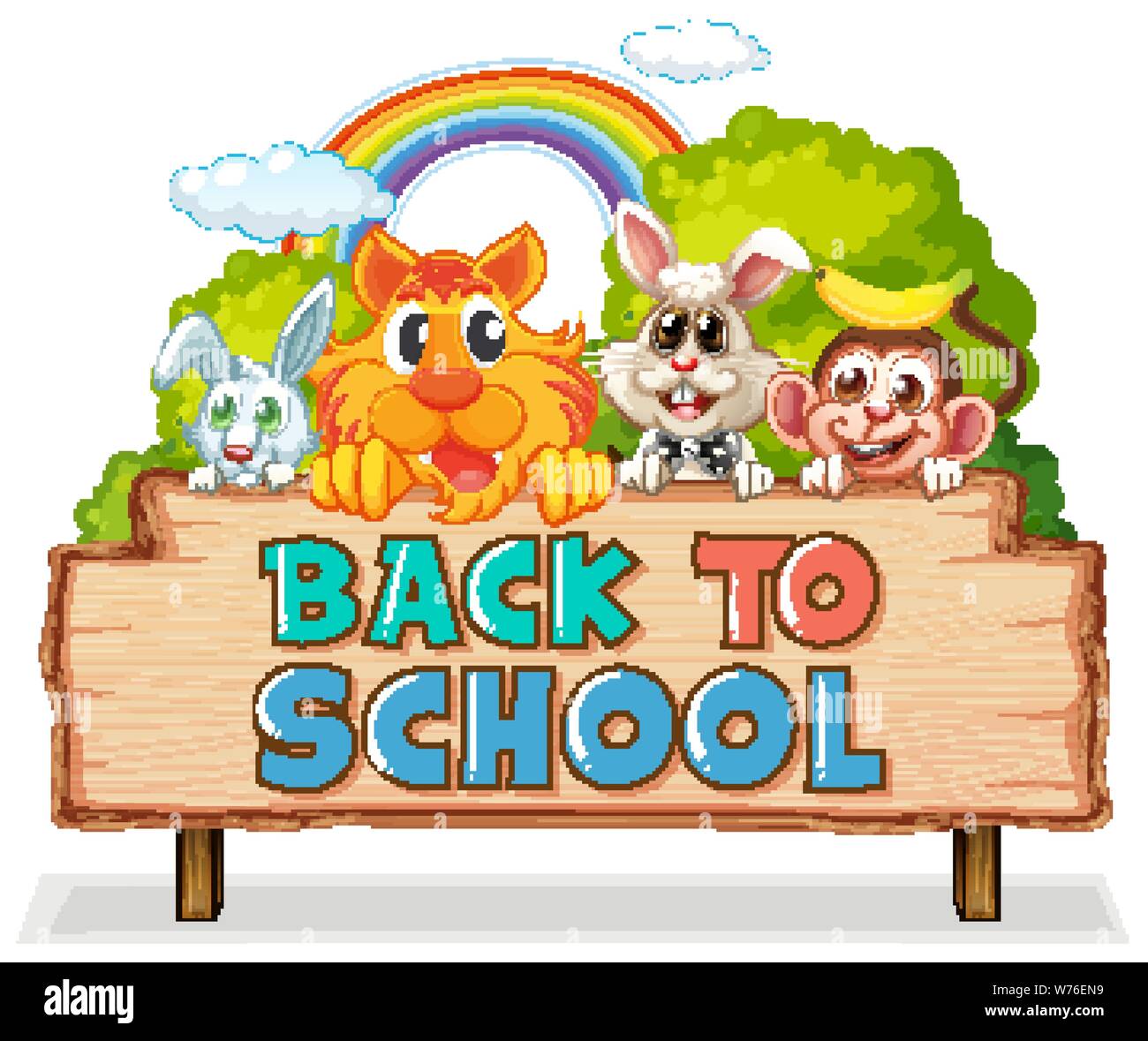 Back to school template with animals illustration Stock Vector Image ...